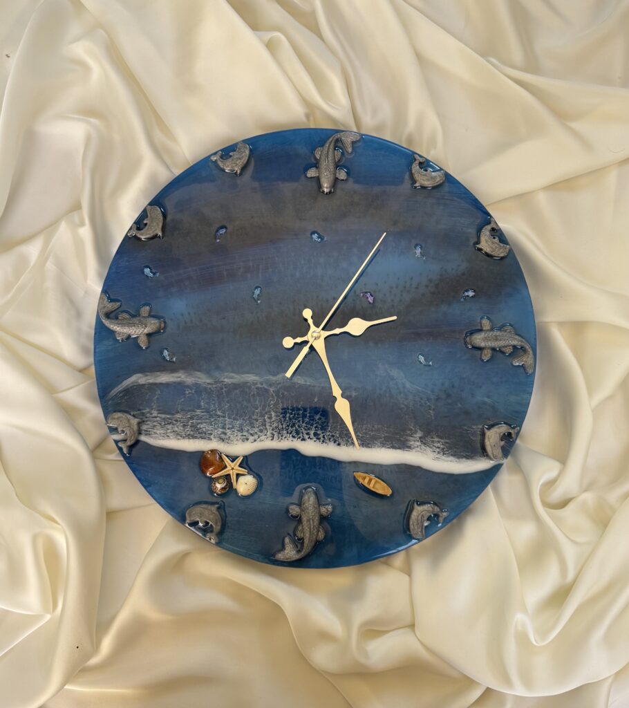 Ocean Depths Resin Clock - resiniqueartist.com